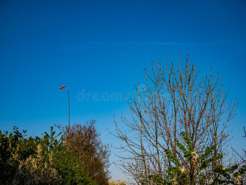 Wind Sleeve on the Spike of the Tree Stock Photo - Image of airfield ...