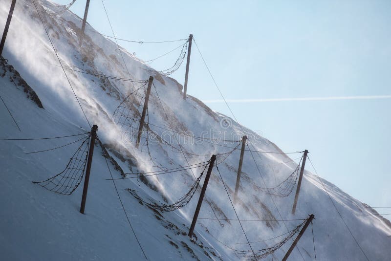 Wind and Snow on Winter Sunny Summit of Alp Mountains Stock Image ...