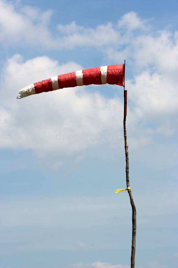 Windsock, Weather Vane for Airfields. Red and White Striped Fabric ...