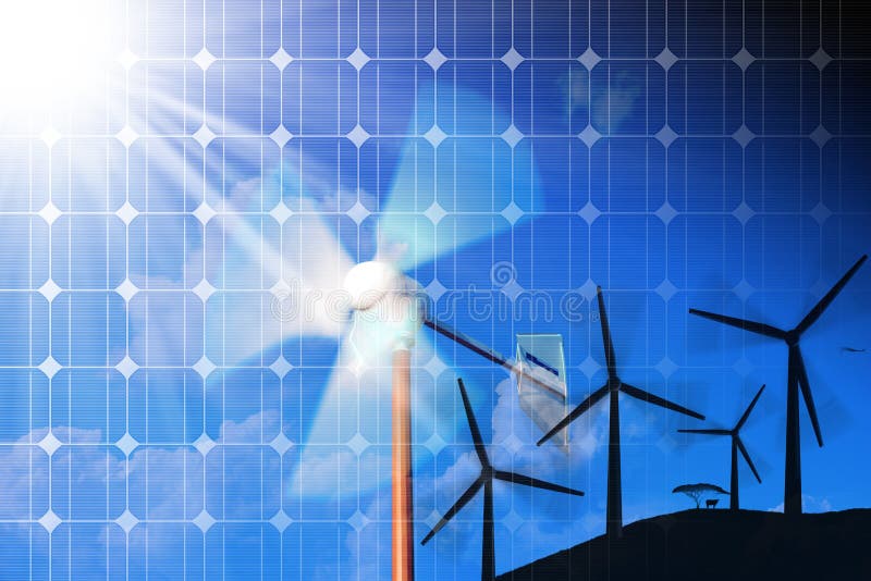 Wind and Solar Energy Concept Stock Illustration - Illustration of ...