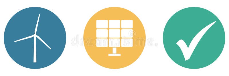 Wind and Solar Energy Wiith Tick Stock Illustration - Illustration of ...