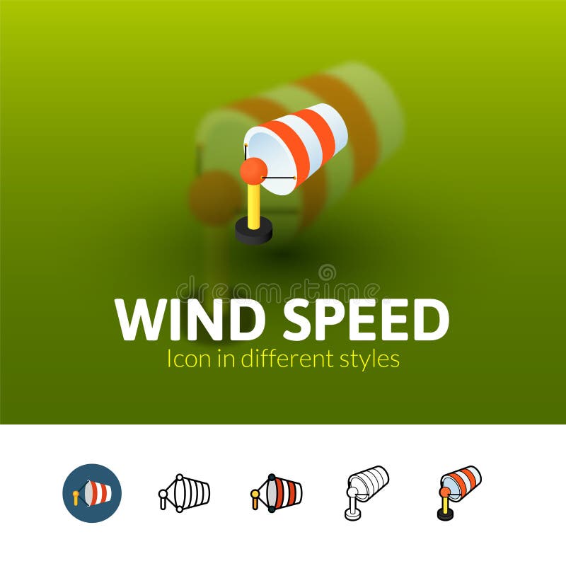 Wind Speed Icon in Different Style Stock Vector - Illustration of round ...