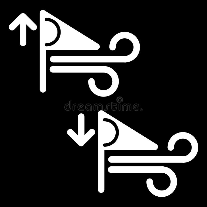Wind Speed Increase and Decrease Vector Icon. Black and White Wind Illustration. Solid Linear ...