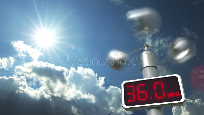 Anemometer Displays 90 Mph Wind Speed. Hurricane Forecast Related 3D ...