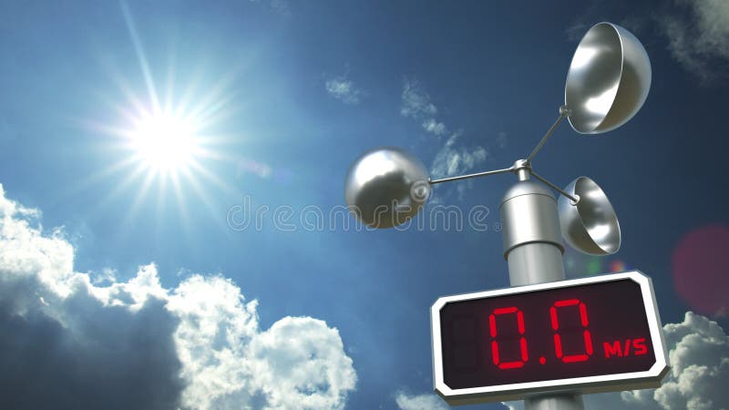 Wind Speed Measuring Device Anemometer Shows 0. Weather Forecast ...