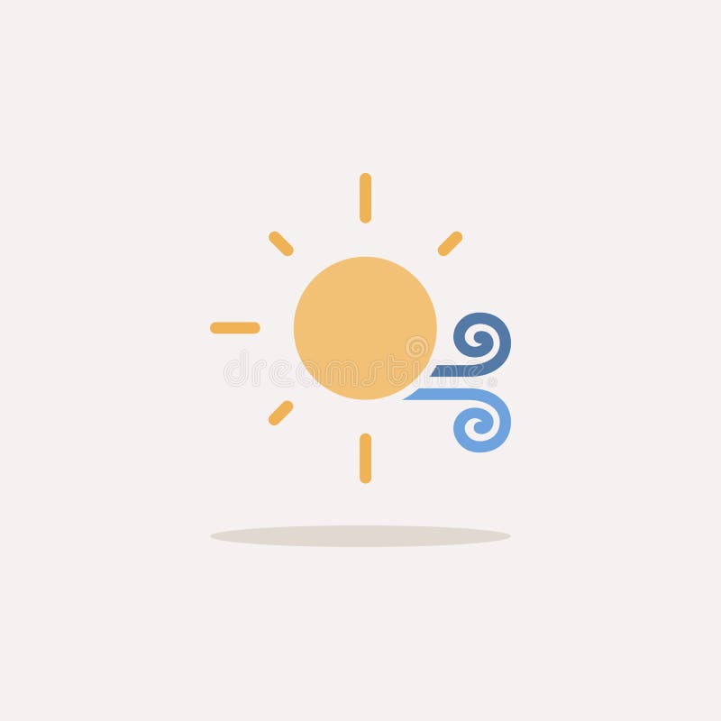 Wind and Sun. Color Icon with Shadow. Weather Vector Illustration Stock ...
