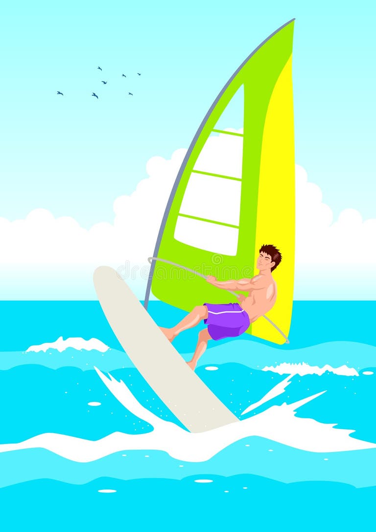 Windsurfer Cartoon Stock Illustrations – 340 Windsurfer Cartoon Stock ...