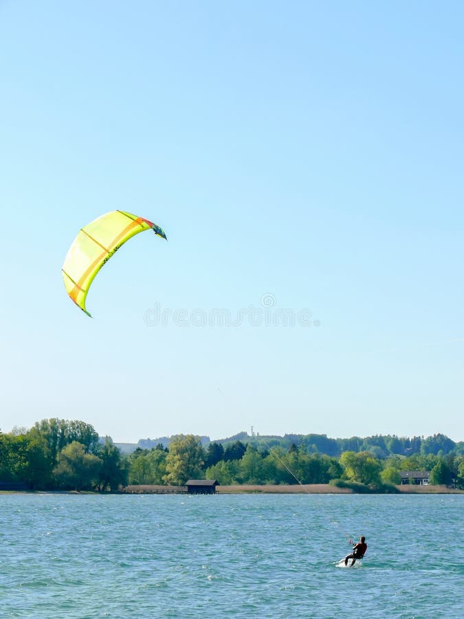 Wind Surfing on an Alpine Lake Stock Image - Image of clear, speed ...