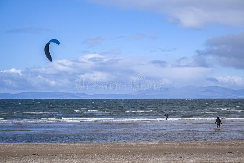 Wind Surfing on a Scottish Beach on the West Coast of Scotland Stock ...