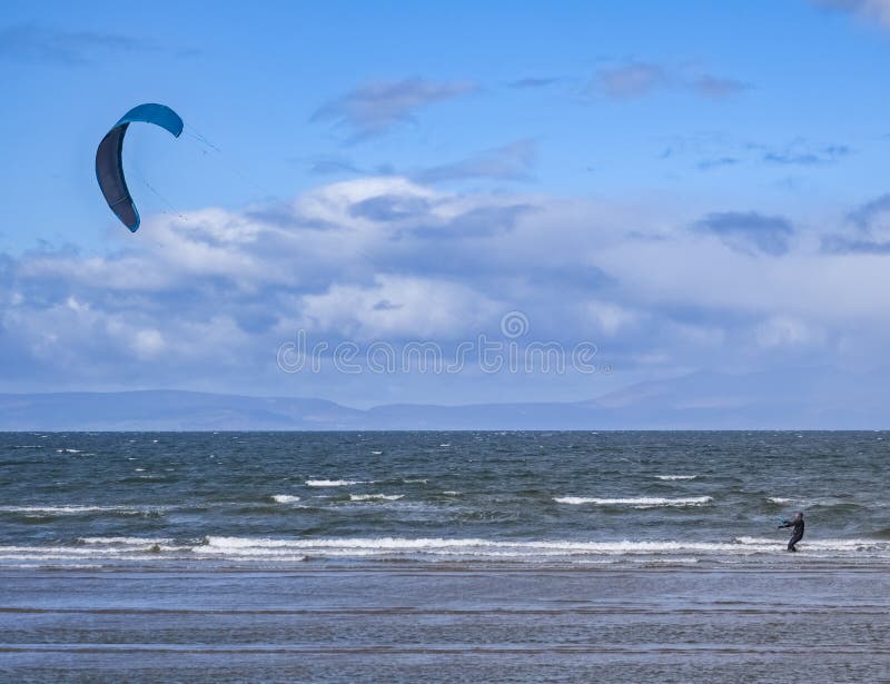 Wind Surfing on a Scottish Beach on the West Coast of Scotland Stock ...