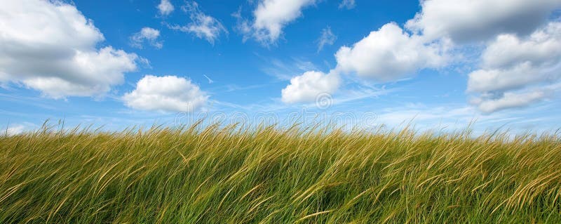 Wind Sweeping Across an Open Field, Bending Tall Grass, Breezy Weather ...