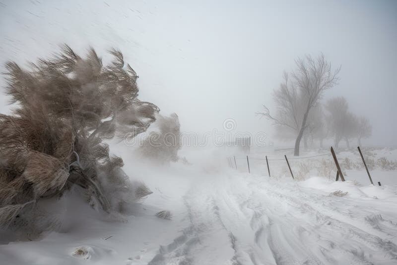 Wind-swept Blizzard, with Snow Flying in All Directions Stock ...