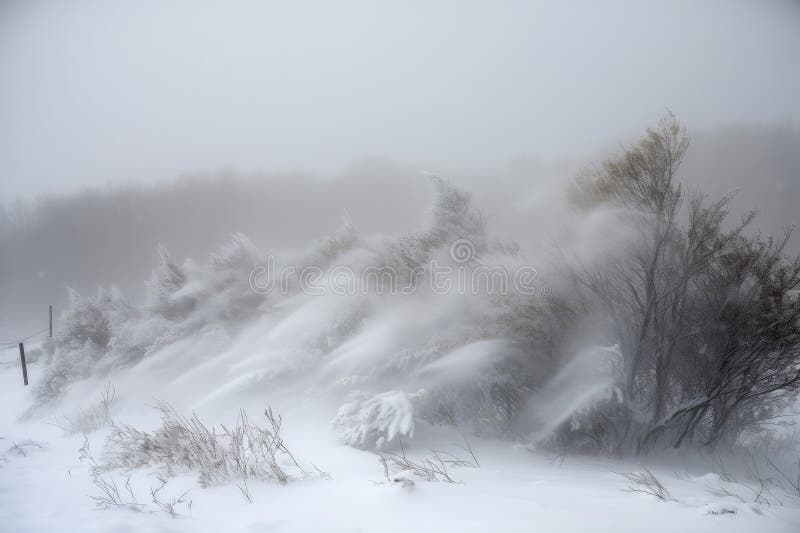 Wind-swept Blizzard, with Snow Flying in All Directions Stock Image ...
