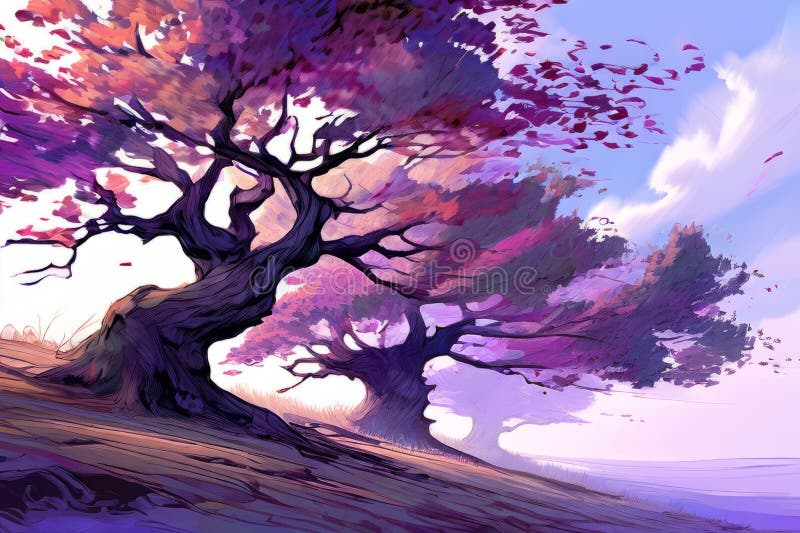 Wind Swept Trees a Wind Swept Trees Scene with Branches Leaves a Stock ...