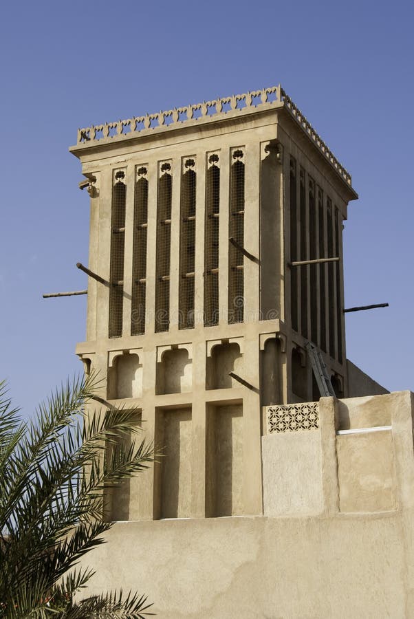 Wind tower, Dubai stock photo. Image of degrees, circulation - 12358148