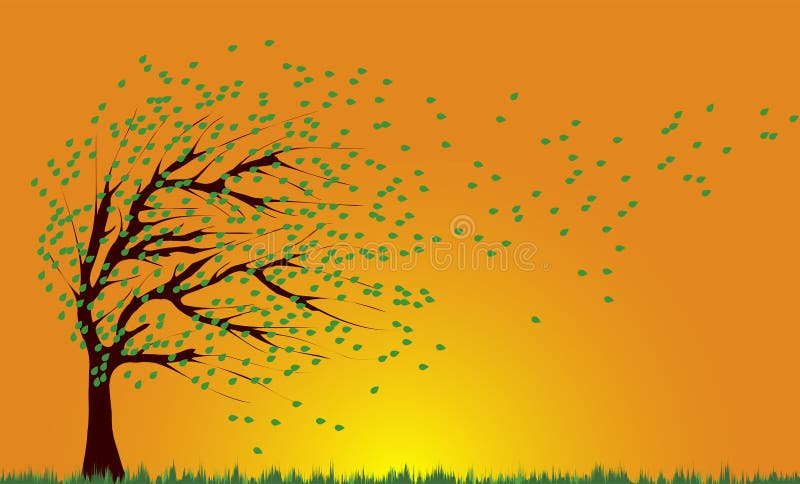 Wind and tree stock illustration. Illustration of element - 9639863
