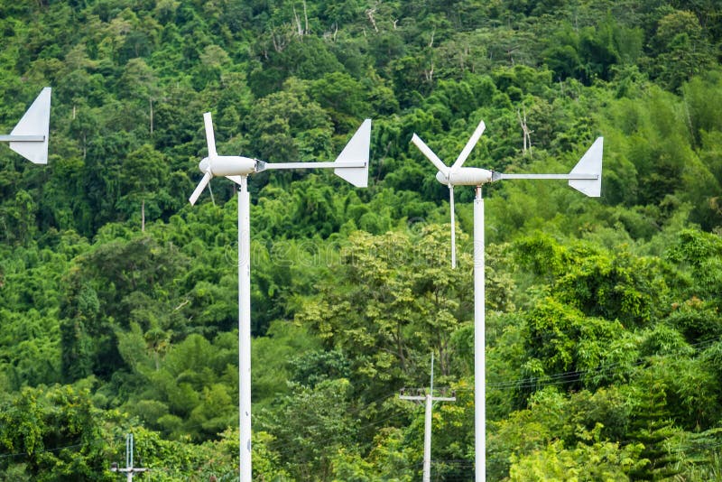 Wind Turbine Against Clean Energy, Create Energy in the Forest Stock ...