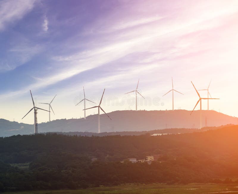 Wind Turbine Against Mountain in the Forest Area Stock Photo - Image of ...