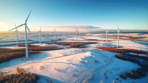 A Wind Turbine Array. the Concept of Renewable Resource Utilization ...