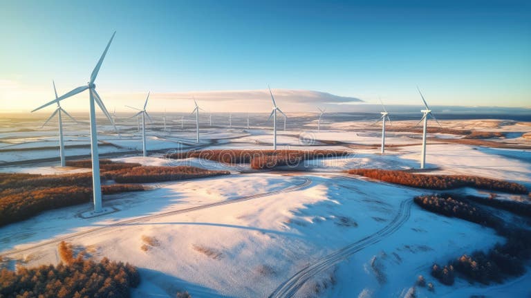 A Wind Turbine Array. the Concept of Renewable Resource Utilization ...