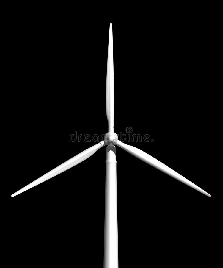 Wind Turbine on Black Front View Stock Illustration - Illustration of ...