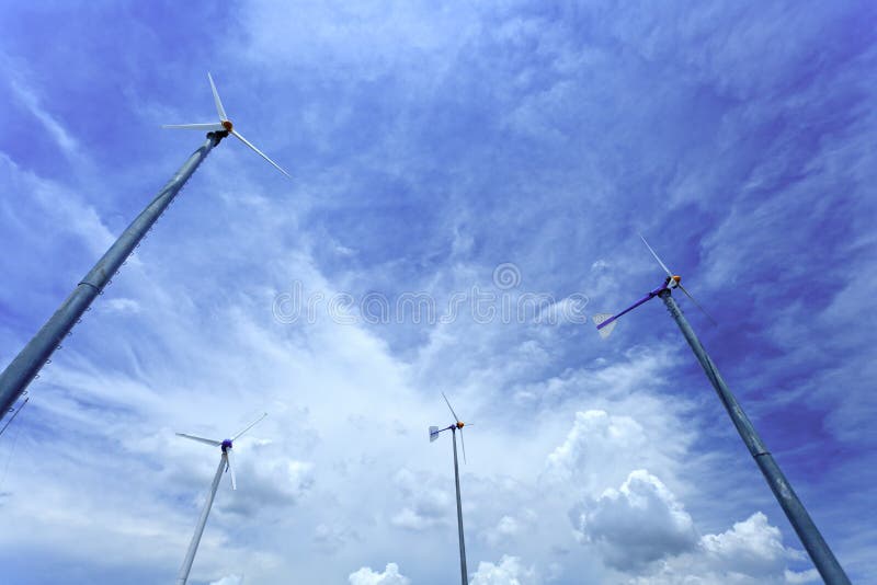 Wind turbine and blue sky stock photo. Image of supply - 29008742