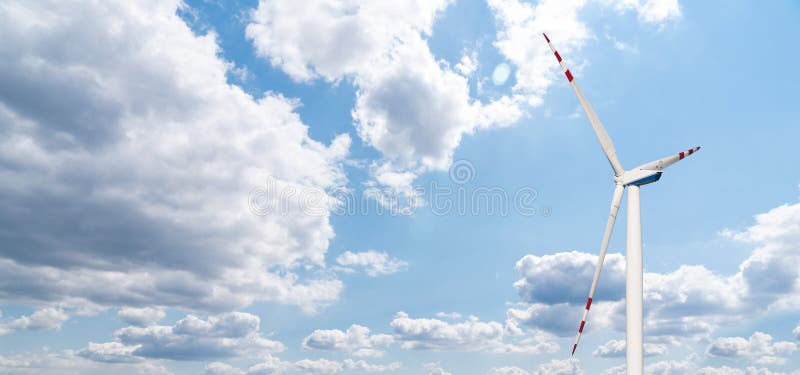 Wind turbine in blue sky stock photo. Image of alternative - 202727658