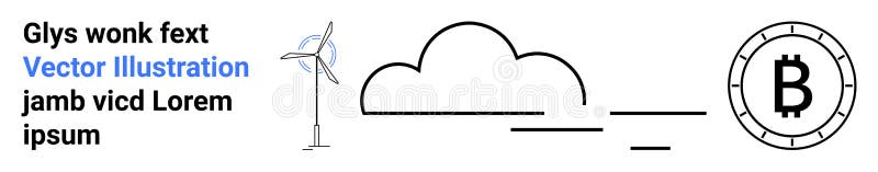 Wind Turbine, Cloud Computing, and Cryptocurrency Bitcoin Coin Infographic Stock Vector ...