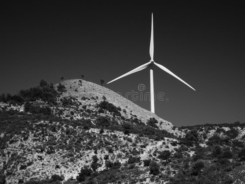 Wind turbine, Cyprus stock image. Image of blue, wind - 120634581