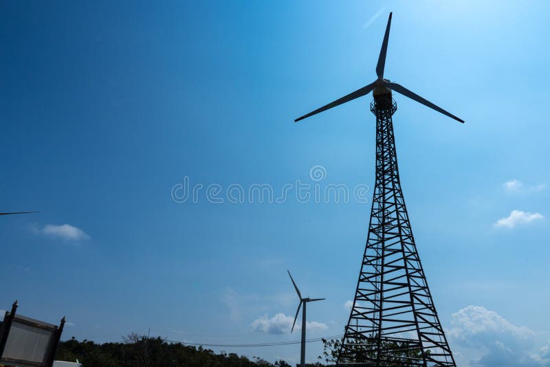 The Wind Turbine in the Dam Stock Photo - Image of long, mountain: 84524622