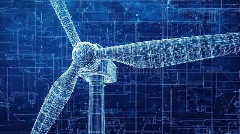 Wind Turbine Design Blueprint with Technical Drawings and Measurements ...