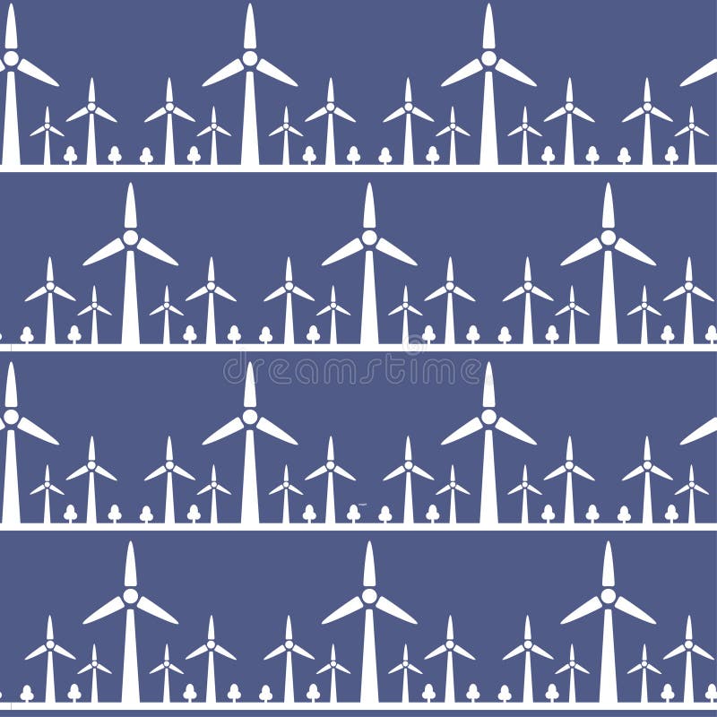 Wind Turbine Eco Station. Seamless Pattern of Eco Station Stock Vector ...