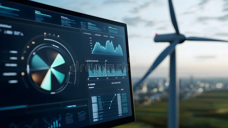 Wind Turbine with Energy Data Analytics Dashboard Stock Photo - Image ...