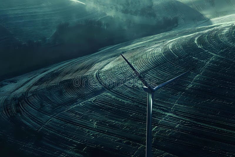 Wind Turbine Energy Generates Power in a Dramatic Winter Landscape ...