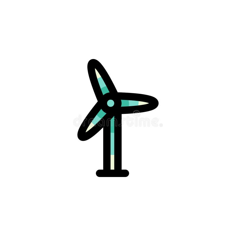 Wind Turbine Icon stock vector. Illustration of flat - 266546676