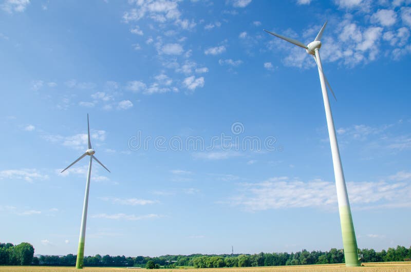 Wind Turbine Farm Power Generator .in Field Stock Image - Image of ...