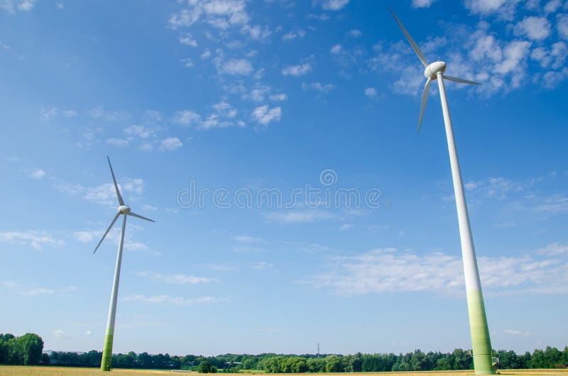 Wind Turbine Farm Power Generator in Field Stock Image - Image of ...