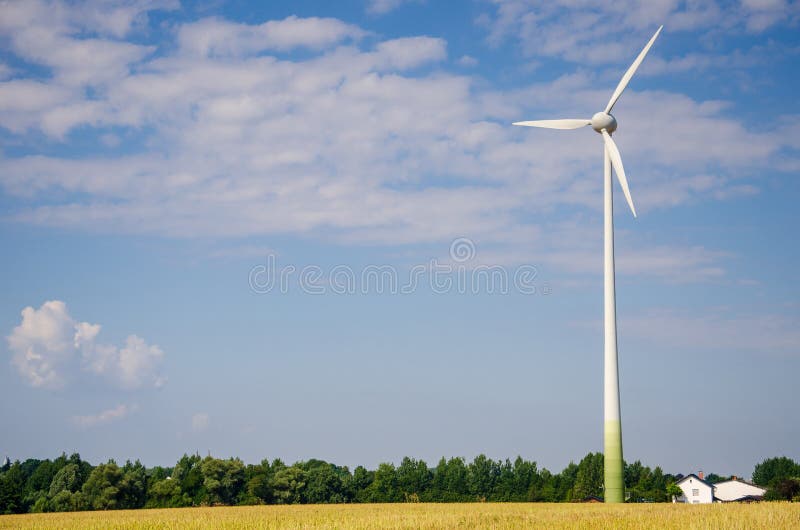 Wind Turbine Farm Power Generator in Field Stock Photo - Image of ...