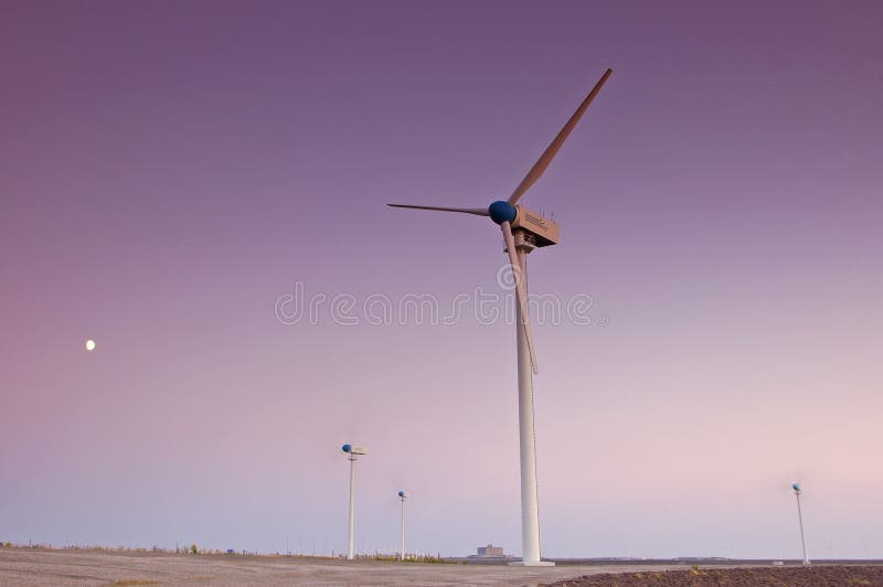 Wind Turbine Farm with Purple Sky Stock Image - Image of electric ...