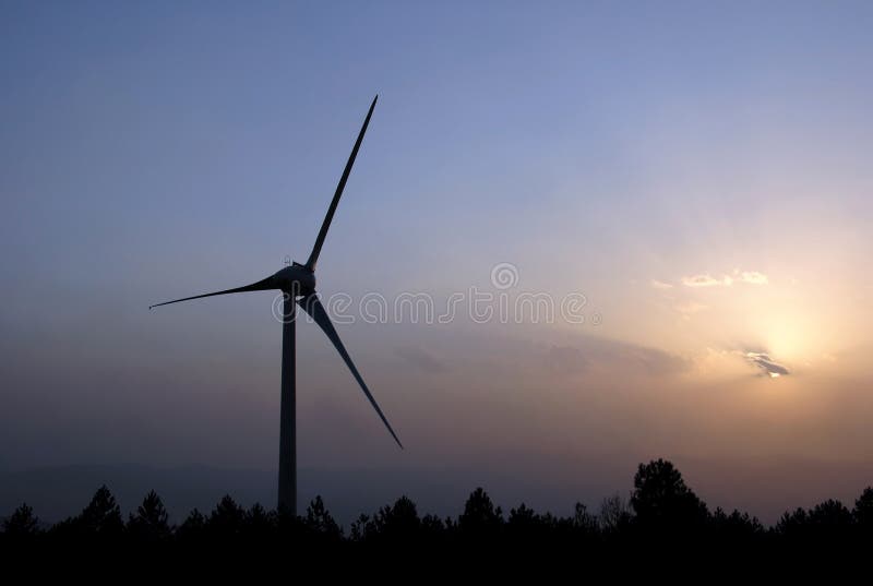 Wind Turbine Farm At Sunset Stock Image - Image of generation, industry ...