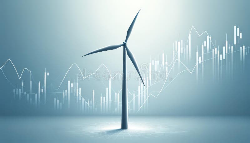 Wind Turbine with Financial Graphs Stock Illustration - Illustration of ...