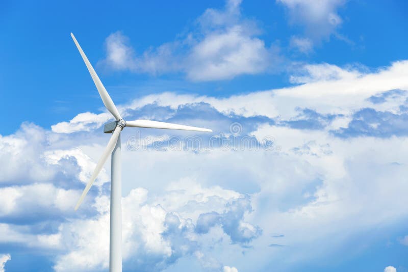 Wind Turbine Front View on Blue Sky Stock Photo - Image of innovation ...
