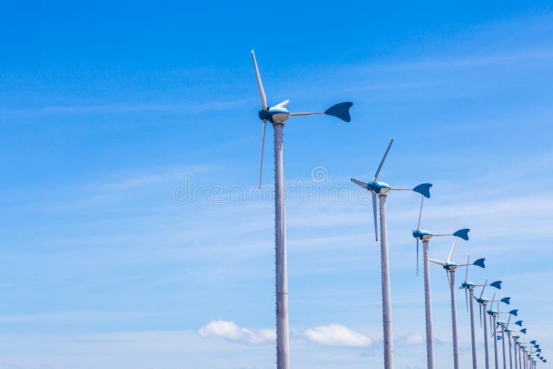 Wind Turbine Generator and Blue Sky Background Stock Image - Image of ...
