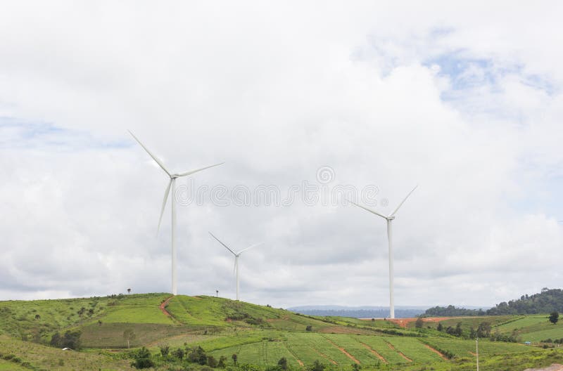 Wind Turbine on the Green Grass for Electric Power Production Stock ...