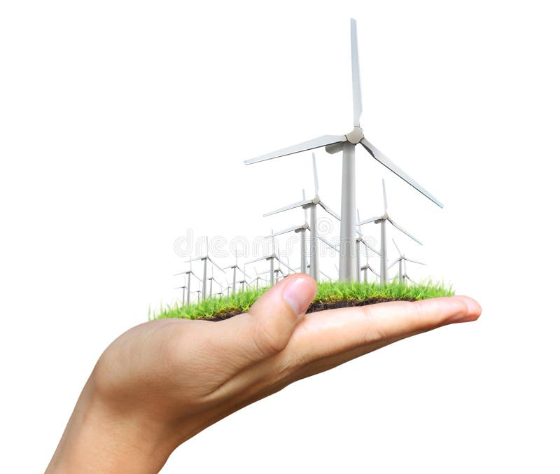 Wind turbine in the hand stock image. Image of hand, generation - 45403009