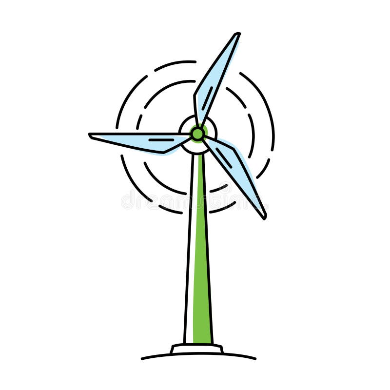 Wind Turbine Icon in Doodle Style. Alternative Energy Vector ...