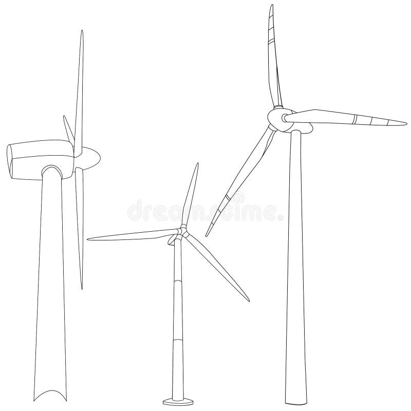 Wind Turbine Illustration. Vector. Stock Vector - Illustration of ...