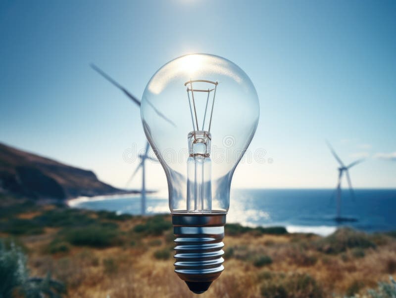 Wind Turbine and Light Bulb Stock Photo - Image of green, alternative ...