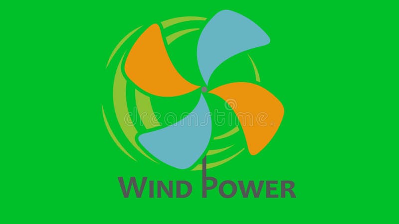 Wind Turbine Logo Animation with Alpha Channel. Stock Video - Video of ...