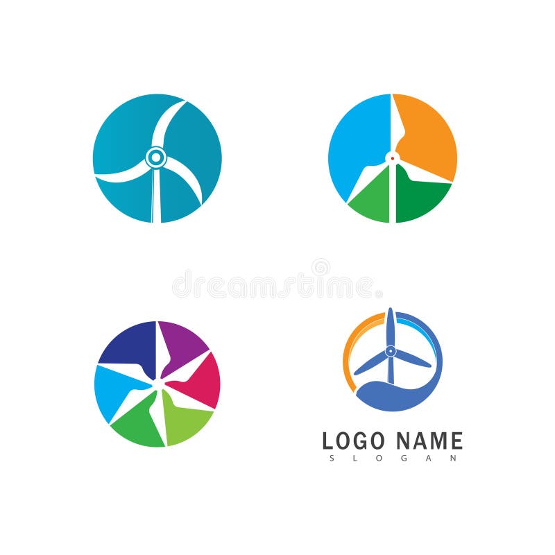 Wind Turbine Logo Vector and Symbol Design Stock Vector - Illustration ...